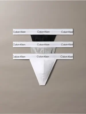 Calvin Klein Icon Cotton Stretch 3-pack Thong - Grey Heather / White / Black