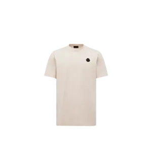 Moncler Logo Patch Cotton T-shirt - Beige