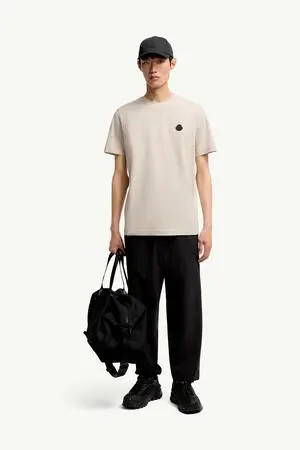 Moncler Logo Patch Cotton T-shirt - Beige