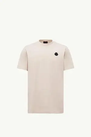 Moncler Logo Patch Cotton T-shirt - Beige