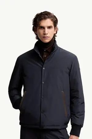 Moncler Lanques Leather-trimmed Down Jacket - Blue