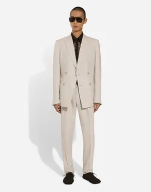 Dolce & Gabbana Double-breasted Portofino-fit Jacket In Pinstripe Linen - Multicolor