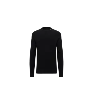 Moncler Cotton Crew Neck Jumper With Tricolour Collar Accent