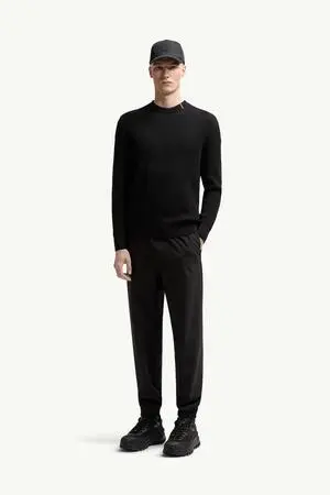 Moncler Cotton Crew Neck Jumper With Tricolour Collar Accent