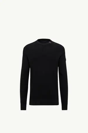 Moncler Cotton Crew Neck Jumper With Tricolour Collar Accent