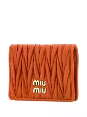 Miu Miu Matelassé Nappa Leather Card Holder - Orange