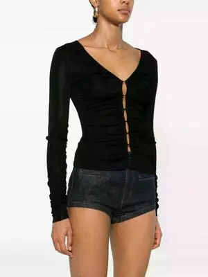 SELF-PORTRAIT Long-sleeve T-shirt With Button Detailing