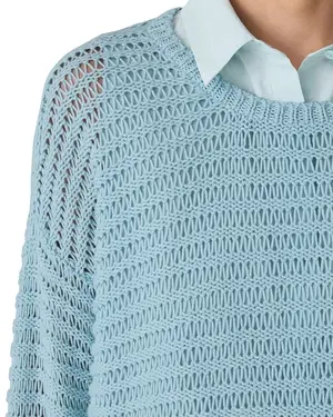 Eileen Fisher Crewneck Cord Yarn Pullover Sweater - Pale Sky