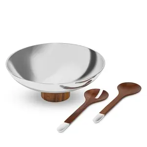 NAMBE Pinnacle Salad Bowl With Servers Exclusive - Silver