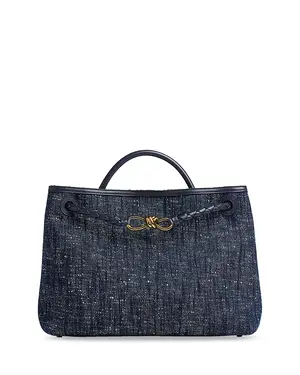 Bottega Veneta Andiamo Denim Top Handle Bag