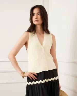 Karen Kane Ribbed Button Sweater Vest