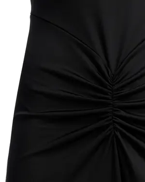 Victoria Beckham Gathered Waist Midi T-shirt Dress - Black