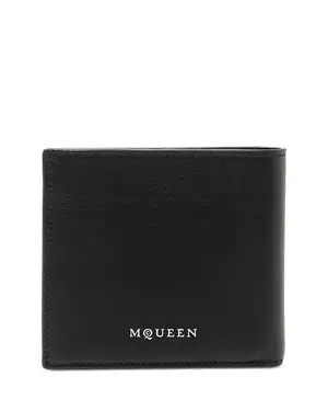 Alexander McQueen Bi Fold Leather Wallet - Black Silver