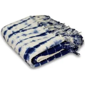PILLOWPIA Indigo Shibori Throw Vines