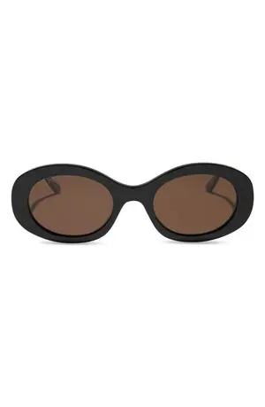 DIFF Lainey Polarized Oval Sunglasses - Black / Brown