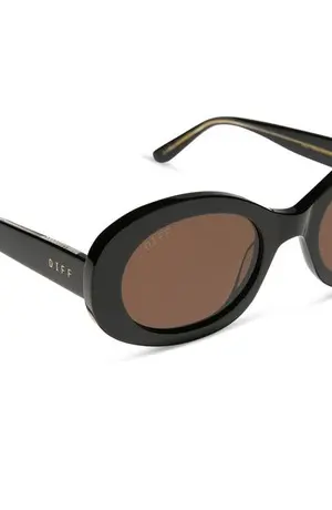 DIFF Lainey Polarized Oval Sunglasses - Black / Brown