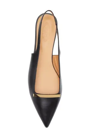 TOD'S Barretta Pointed Toe Slingback Flats - Nero