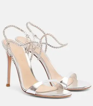 GIANVITO ROSSI Gianvito Rossi Embellished Leather Sandals Silver