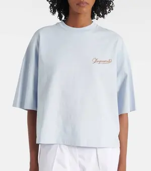 Jacquemus Corto Cropped Cotton T-shirt - Blue