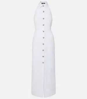 Balmain Open-back Buttoned Shirt Dress - White