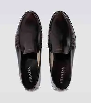 Prada Leather Loafers - Brown