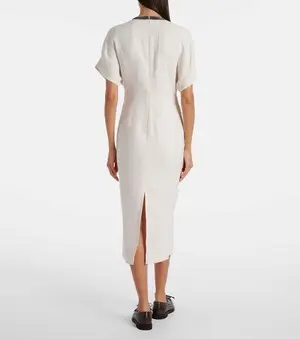 Brunello Cucinelli Linen-blend Midi Dress