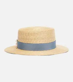 ROGER VIVIER Très Vivier Straw Boater Hat - Beige