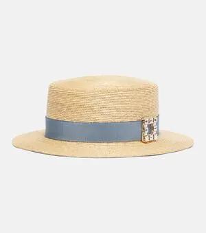 ROGER VIVIER Très Vivier Straw Boater Hat