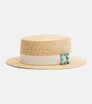 ROGER VIVIER Très Vivier Straw Boater Hat