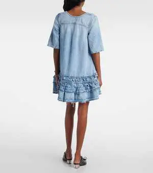 GANNI Ruffled Denim Minidress