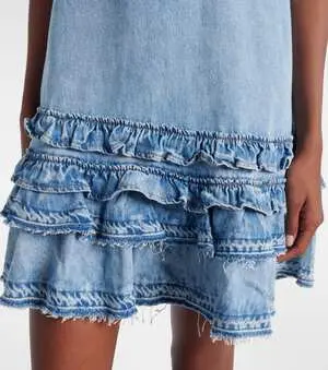 GANNI Ruffled Denim Minidress