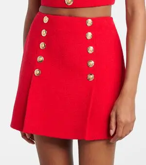 Balmain Pleated Wool-blend Miniskirt