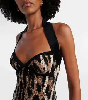 Balmain Animal-printed Halterneck Maxi Dress
