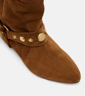 Isabel Marant Étoile Stania Studded Suede Ankle Boots - Brown