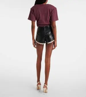 Magda Butrym Lace-trimmed Leather Shorts - Black