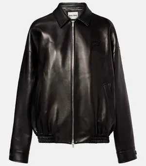 Miu Miu Logo Leather Jacket