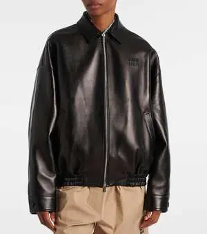Miu Miu Logo Leather Jacket