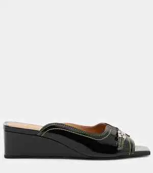 GANNI Butterfly Wedge Mules - Black