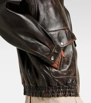 Miu Miu Logo Faux Shearling-trimmed Leather Jacket