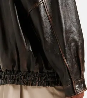 Miu Miu Logo Faux Shearling-trimmed Leather Jacket
