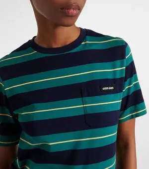 Miu Miu Logo Striped Cotton Jersey T-shirt - Multicoloured