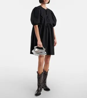 GANNI Mid Shaft Embroidered Cowboy Boots - Black