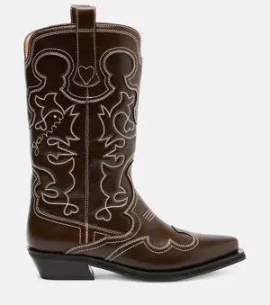 GANNI Embroidered Cowboy Boots