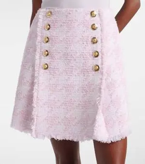 Balmain Houndstooth Cotton-blend Miniskirt
