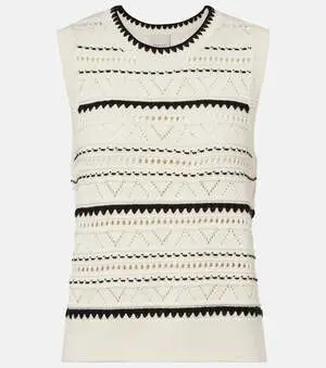 Varley Athena Pointelle Cotton Sweater Vest - Beige