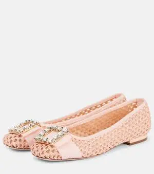 ROGER VIVIER Tres Vivier Raffia Ballet Flats