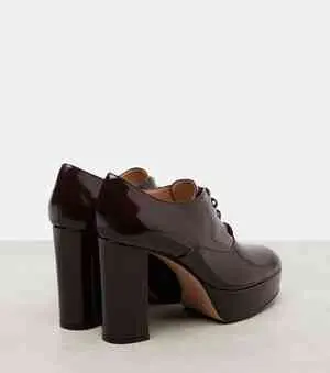 GIANVITO ROSSI Lace-up Leather Platform Pumps - Burgundy