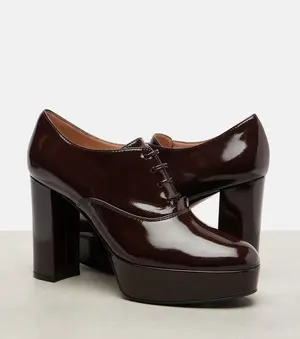 GIANVITO ROSSI Lace-up Leather Platform Pumps - Burgundy
