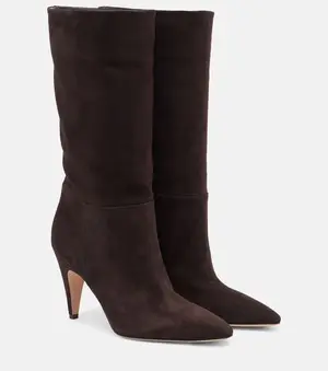 GIANVITO ROSSI Elise Suede Pointed Toe High Heel Boots