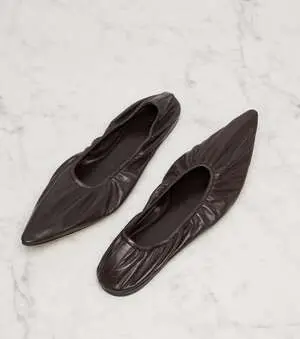 THE ROW Liisa Leather Ballet Flats - Brown